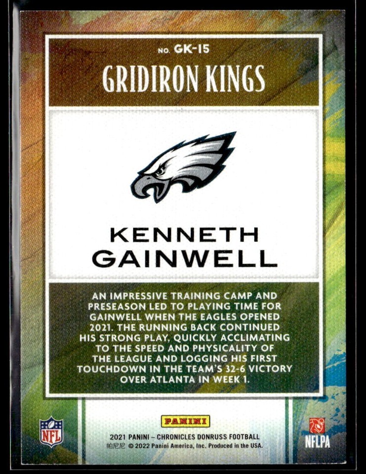 2021 Panini Chronicles #GK-15 Kenneth Gainwell Gridiron Kings Card ...