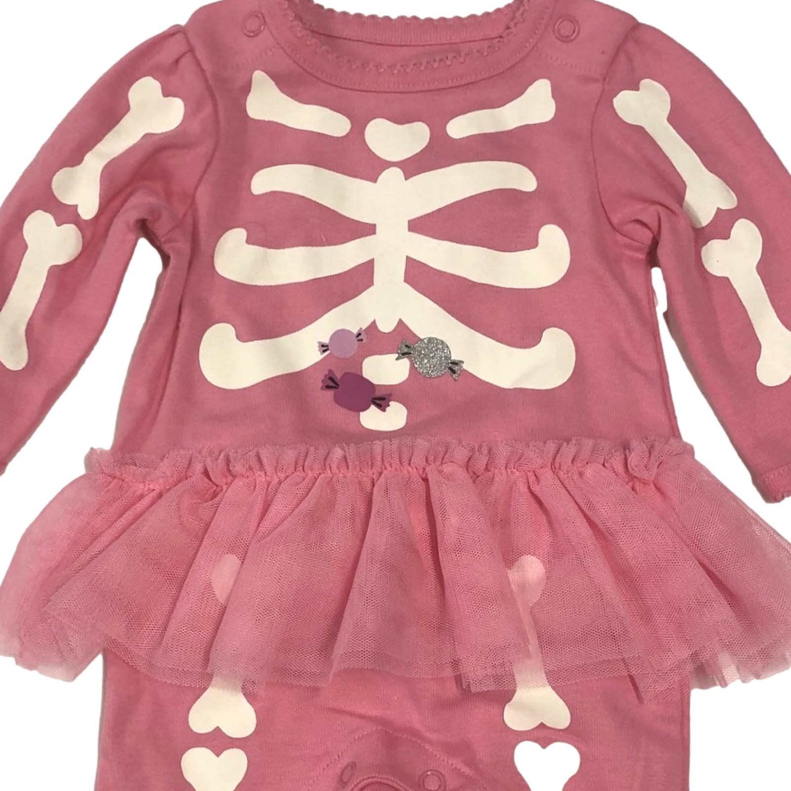 Carters Infant Girls Halloween Pink Skeleton Tutu Footed Sleeper ...
