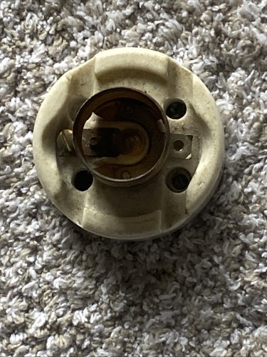 (2) Antique LEVITON White Porcelain Light Bulb Socket - (1) Brass Screw ...