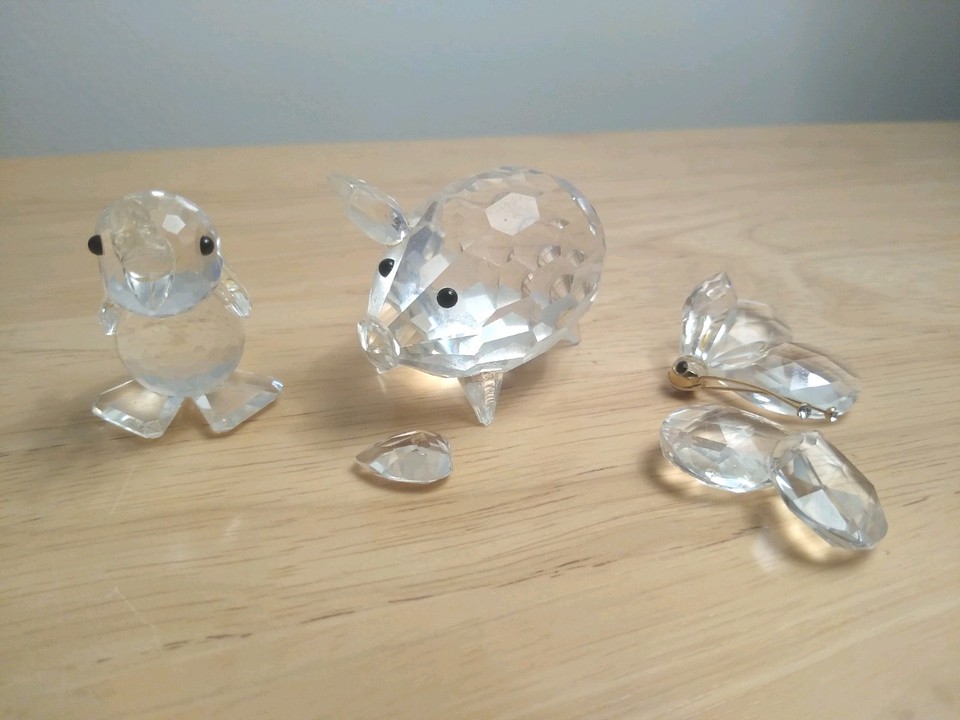 A Job Lot Of 5 SWAROVSKI Crystal Animals (Pig, Snail, Rabbit, Duck ...
