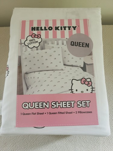 Hello Kitty Sanrio, 4 pc QUEEN Bed sheet set 100% cotton New With Tags ...