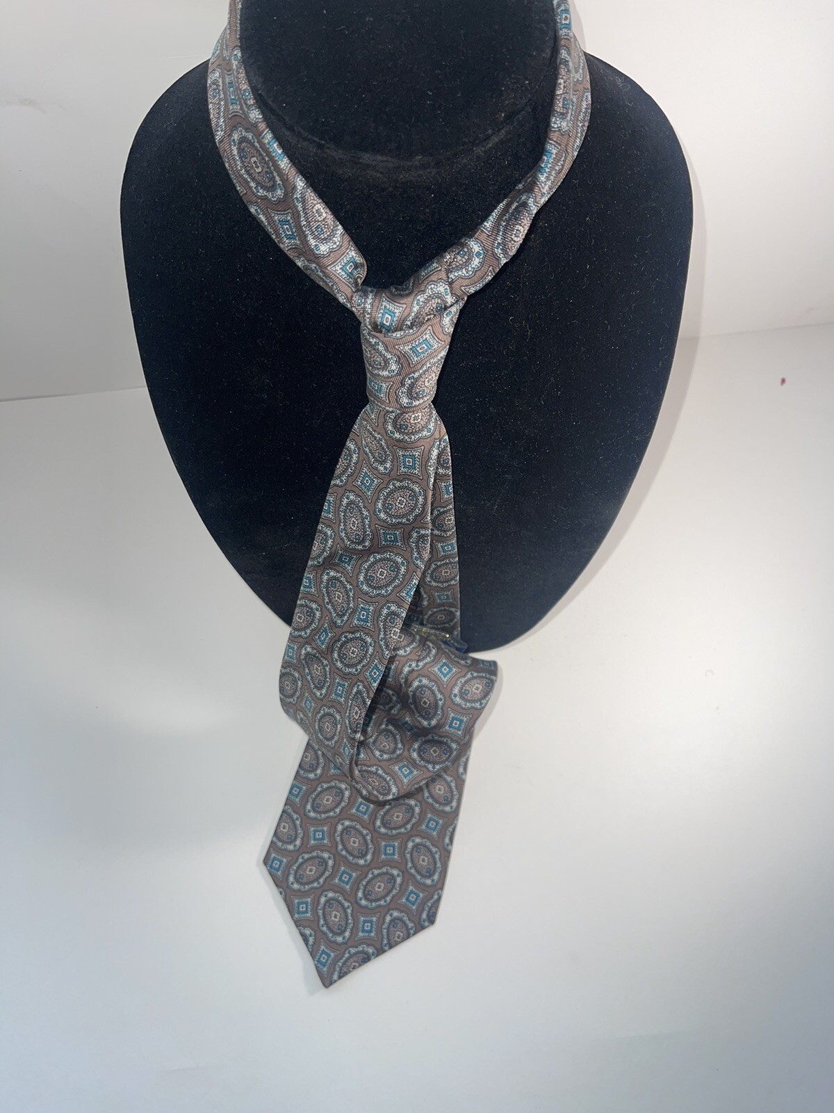 Oscar de laRenta Couture Paisley blue and brown tie retro | eBay