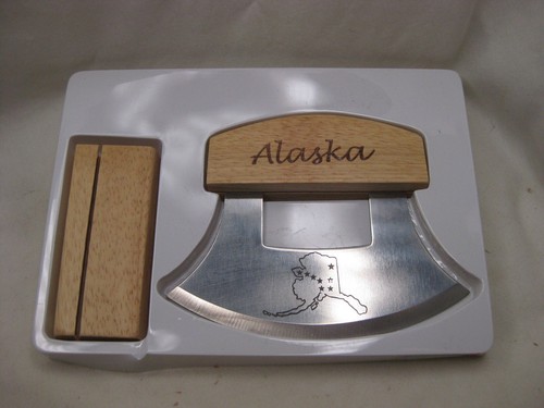 ALASKA Cutlery ULU knife Alaskan souvenir chopper utility tool w/ stand ...