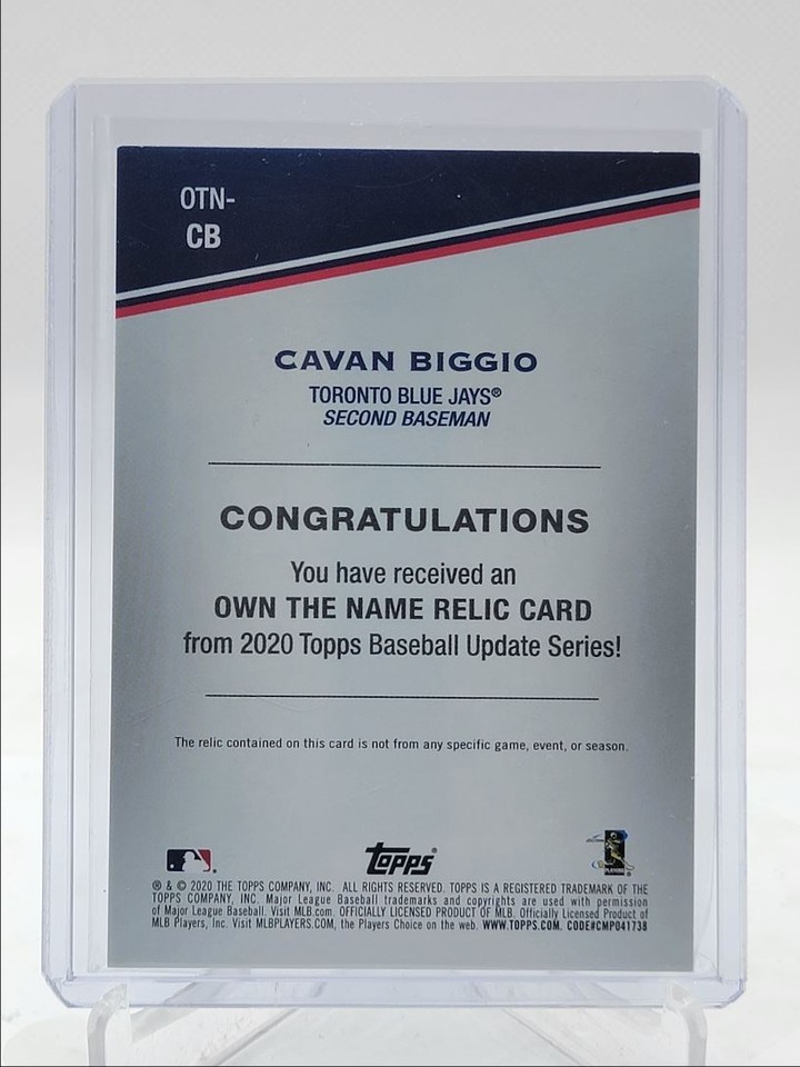 CAVAN BIGGIO 2020 TOPPS UPDATE SERIES OWN THE NAME PATCH 1/1 Q1518 | eBay