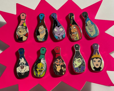 Disney Pin Lot of 10. Full Set of Disney Villain Bowling Pins. Hidden ...
