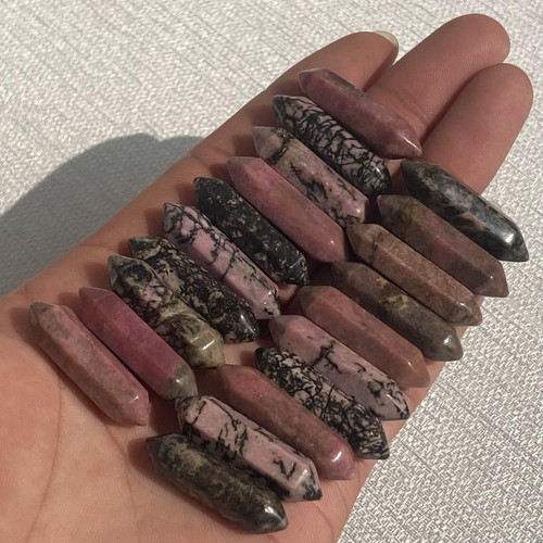 20pcs Natural Rhodonite Obelisk Quartz Crystal Wand Double Point reiki ...