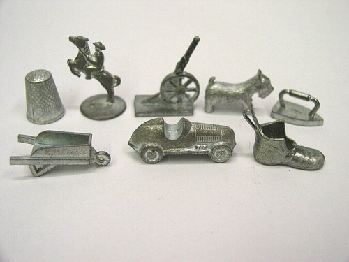 Lot 8 Original Monopoly Metal Game Tokens Pieces Silver Tone ...