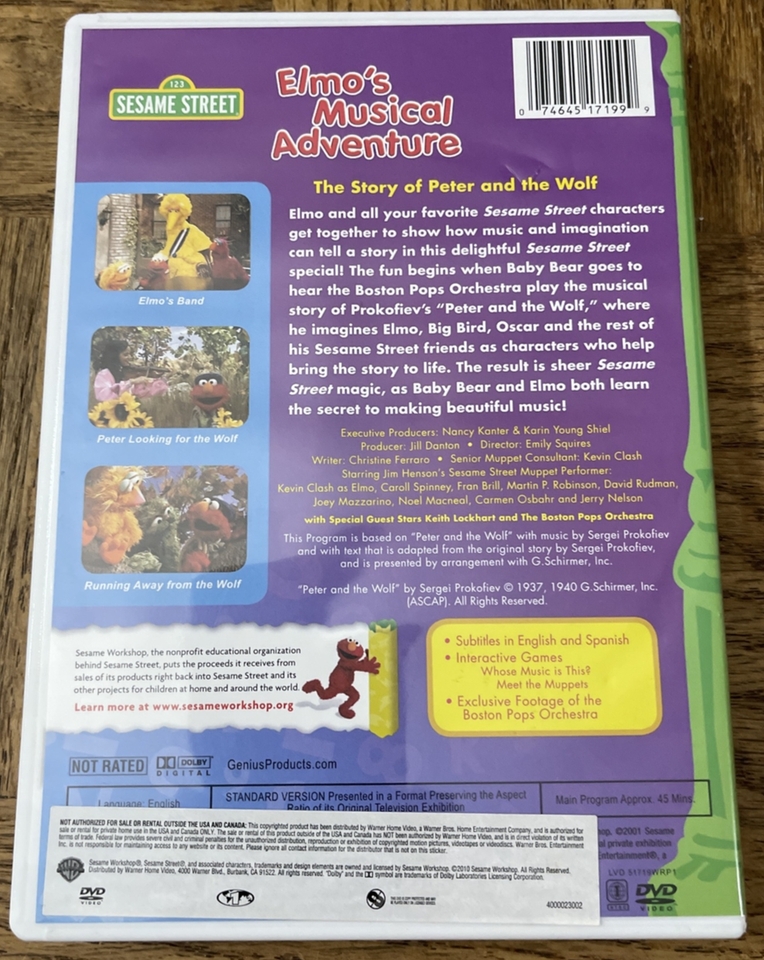 Sesame Street Elmos Musical Adventure DVD-Very Rare Vintage-SHIPS N 24 ...
