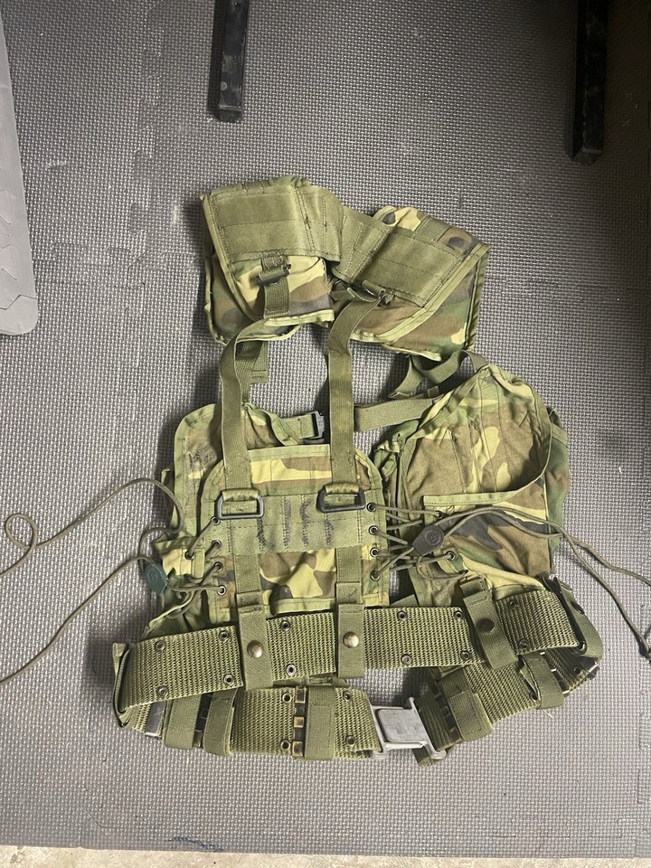 USGI Enhanced Load Bearing Vest LBV Woodland CAMO M81 Tactical LBV88 ...