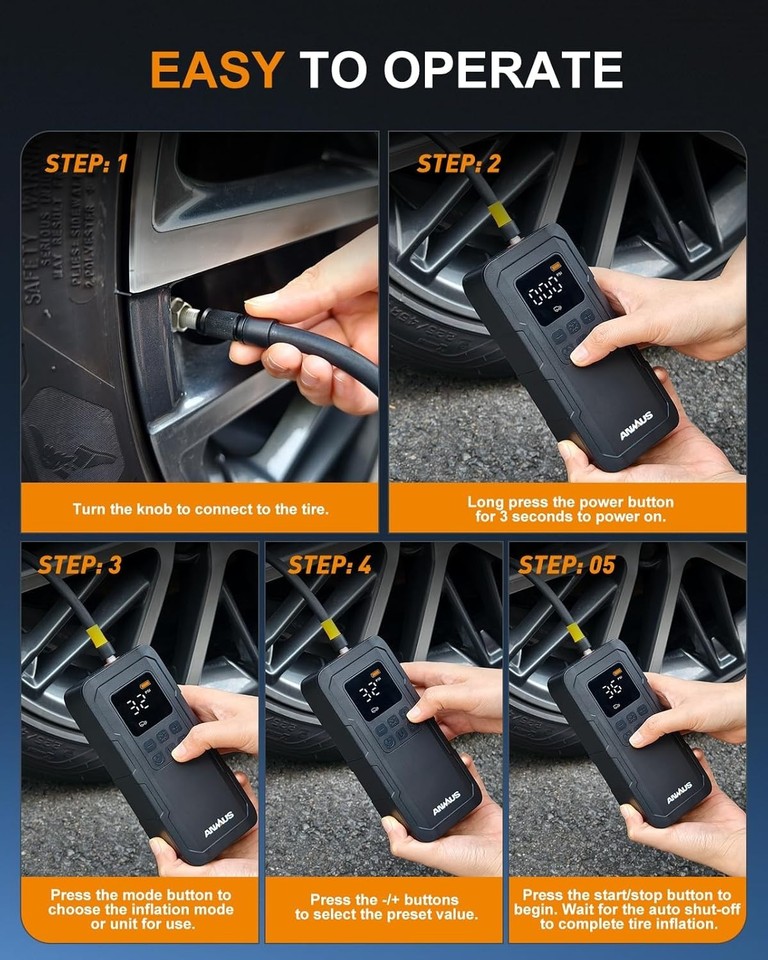 Pocket Air Car Tire Inflator Portable Air Compressor by Bullseye Pro ...
