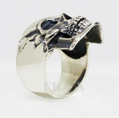 Skull 925 Sterling Silver Skull Head Men's Biker Rider Ring birthday ...