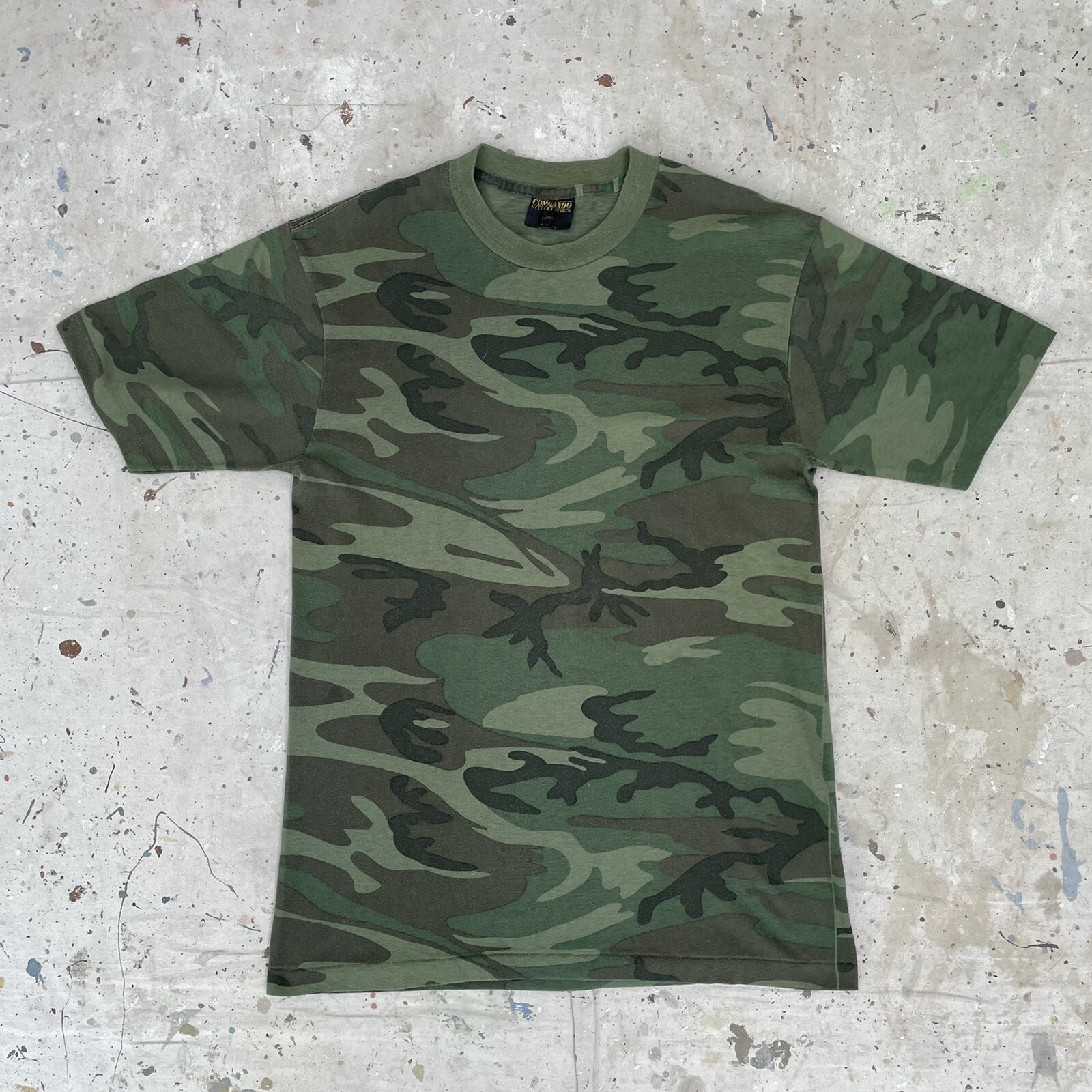 Vintage Commando Military Design Woodland Camo T Shir… - Gem