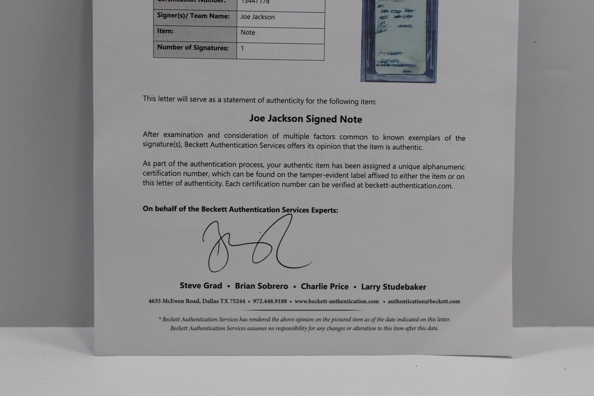 Schoenloze Joe Jackson Handtekening Shoeless" Joe Jackson Was Born