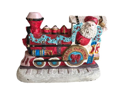 Vintage Christmas Cast Iron Doorstop Santa in Train - Merry Christmas 5 ...