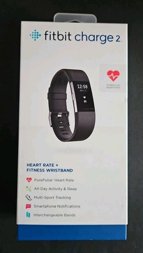Fitbit Charge 2 Activity Tracker Watch, Silver Band, Charger, Orig. Box ...