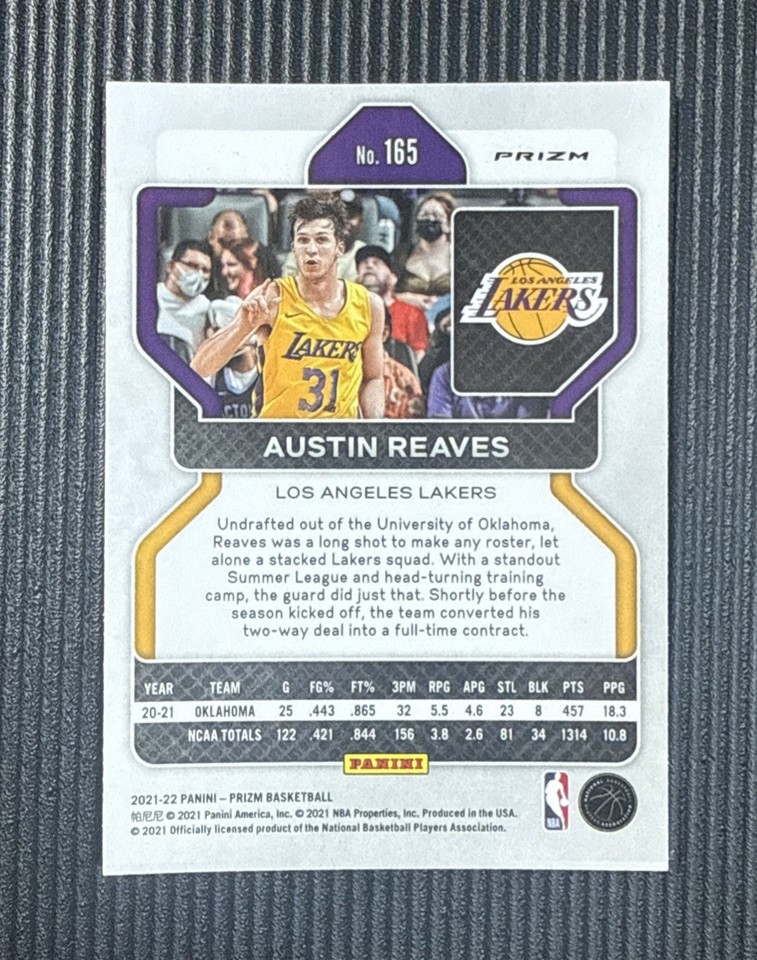21-22 Panini Prizm Austin Reeves Silver Cracked Ice PRIZM Rookie # 165 ...