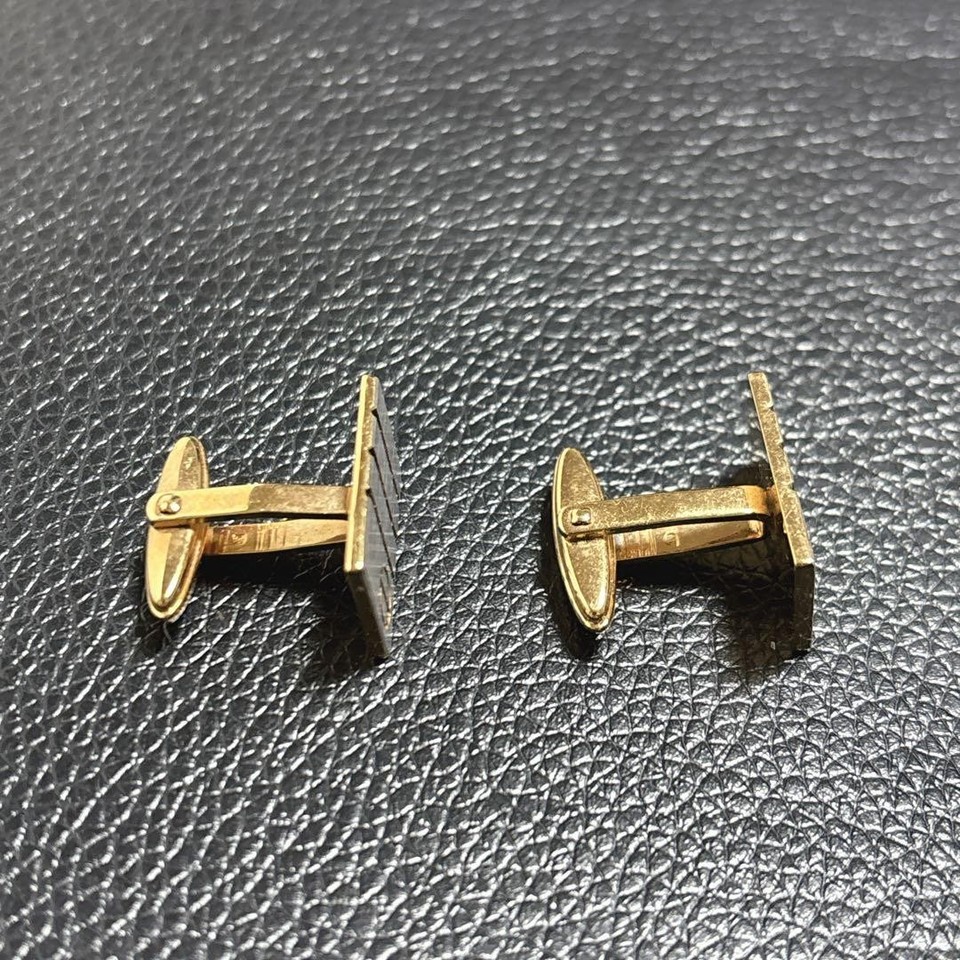 Dunhill Cufflinks Gold D Logo Stripe Pattern for Tie Authentic | eBay