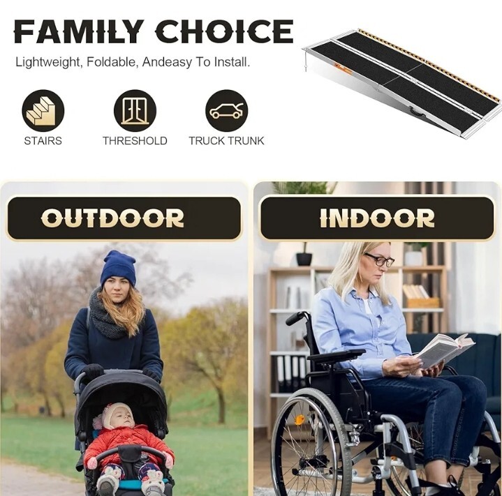 FACHNUO 6FT Portable Wheelchair Ramp Non-Skid Handicap Ramps Folding ...