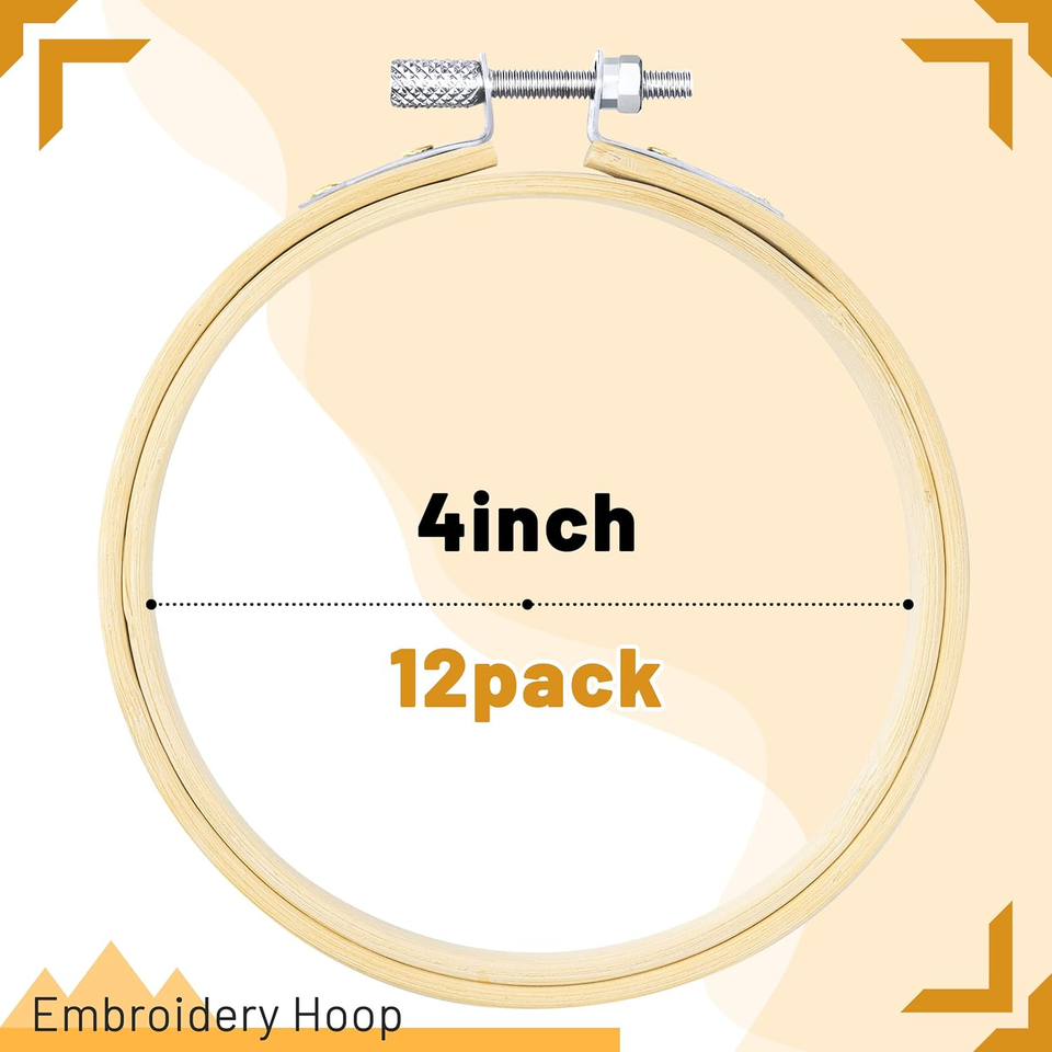 Embroidery Hoop 4 Inch 12 Pieces Small Embroidery Hoops Bamboo Circle ...