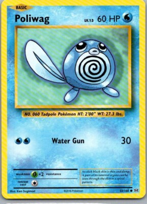 2016 Poliwag #23/108 Pokémon Water Gun TCG XY Evolutions Non Holo Poke ...