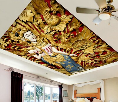 3D Relief Woman A6494 Ceiling WallPaper Murals Wall Print Decal Deco AJ ...