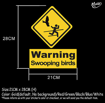 Swooping birds warning Magpies sign stickers reflective farm animal ...