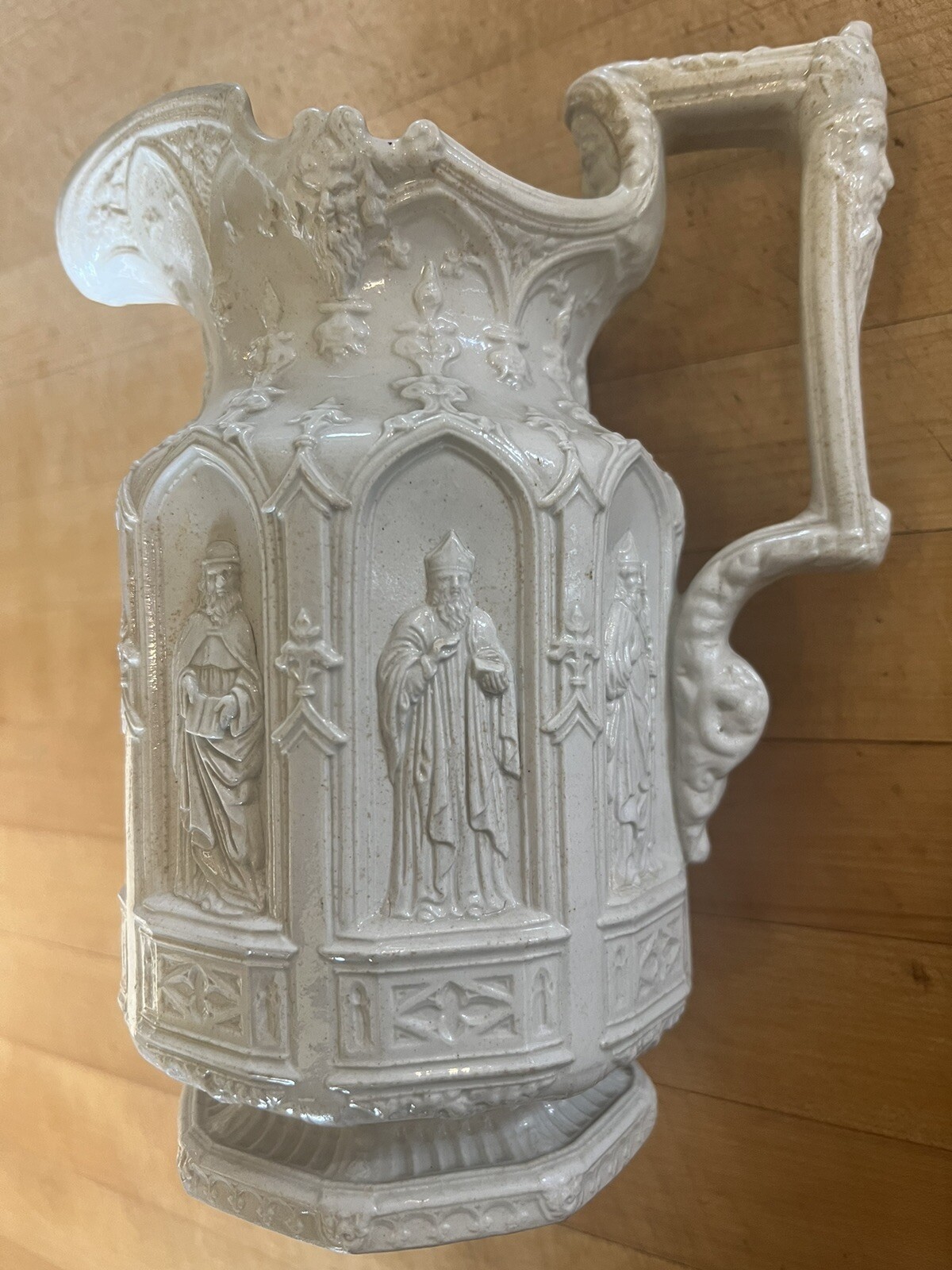 1842 ANTIQUE CHARLES MEIGH Salt Glaze APOSTLE JUG PITCHER 8 SAINTS ...