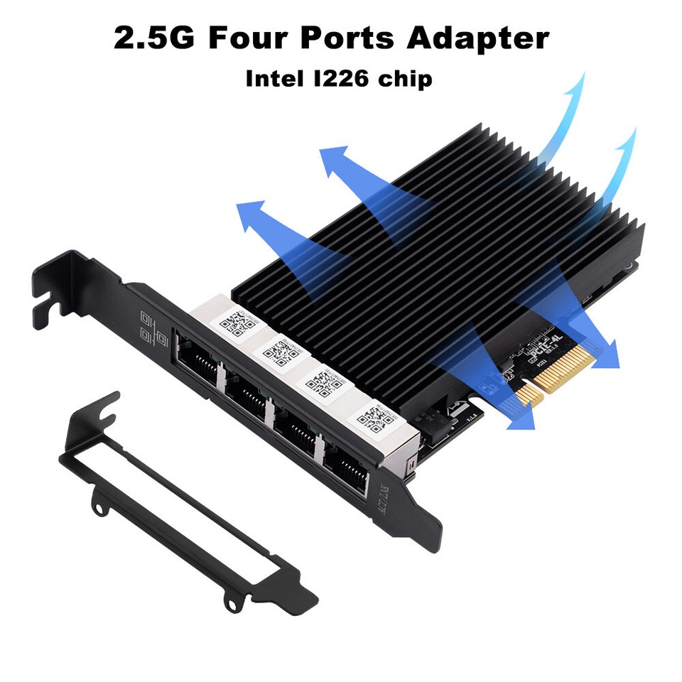 2.5G RJ45 Four Ports Gigabit Ethernet Card Intel I226 Gaming PCIE ...