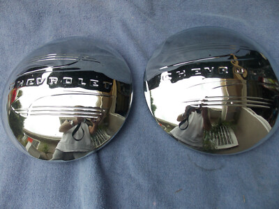 Chrome Moon Hub Caps for Early Chev Cars and Trucks With Chevrolet Logo ...
