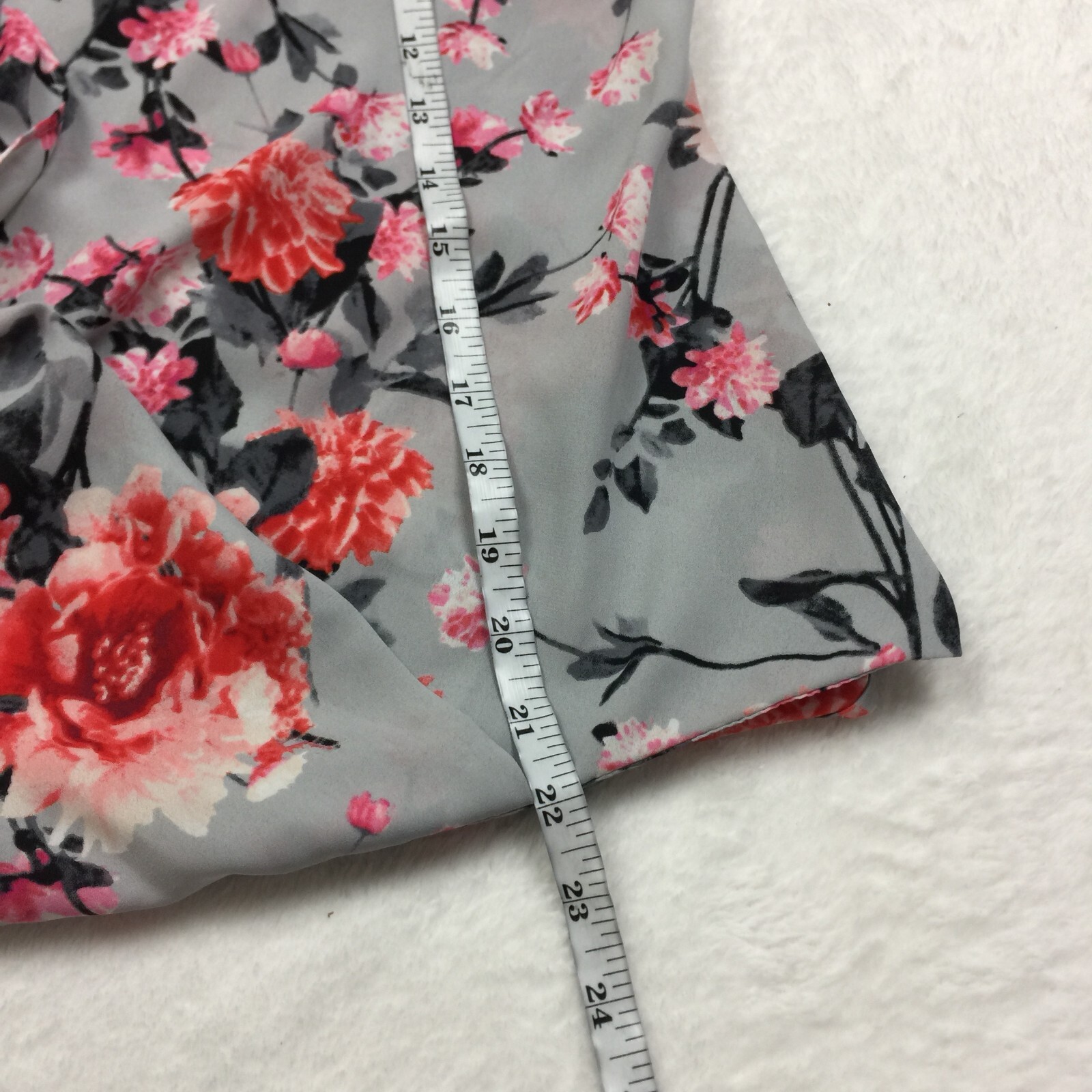 Alfani Faux Wrap Layered Blouse Top 14W Womans Plus Gray Floral Roll ...