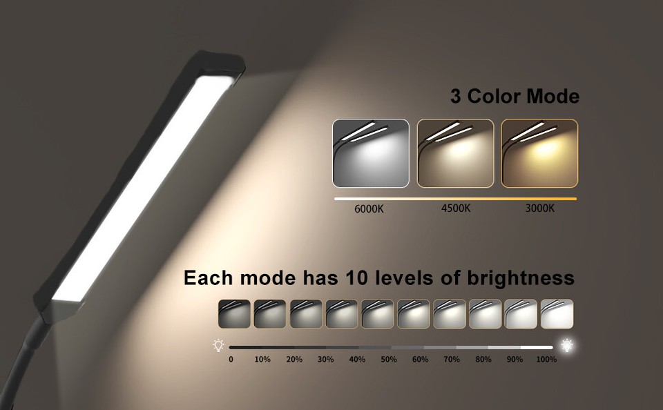 USB Reading Light Flexible LED Lamp Laptop Computer Clip On Bed Desk ...