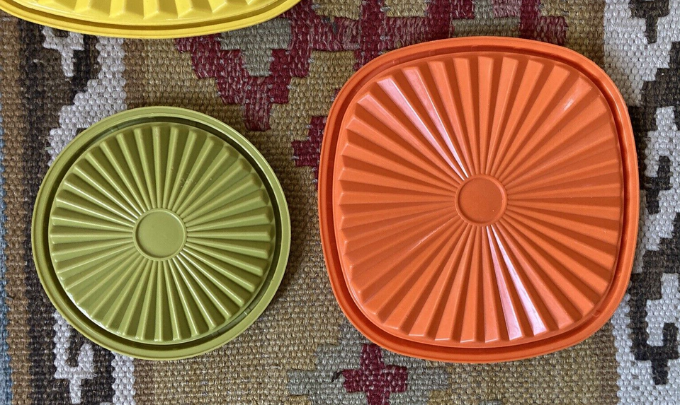 Vintage replacement Tupperware lids 1970's era square round burnt ...