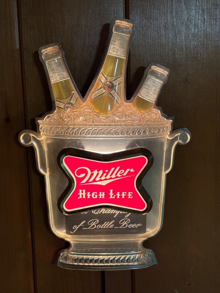 Vintage Miller High Life light up advertising ice bucket bar beer sign ...