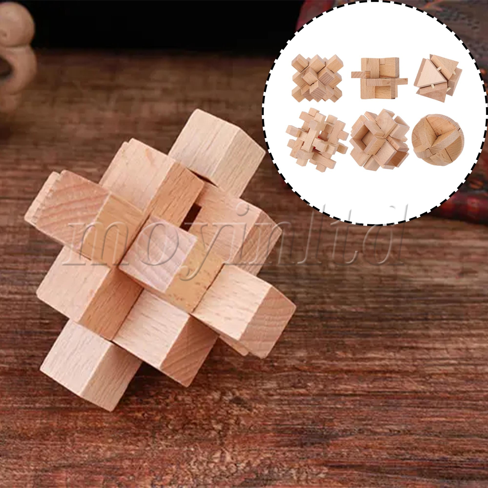Lu Ban Lock Wood Puzzle 6-in-1 for Logical Thinking Difficulty Level 2 ...