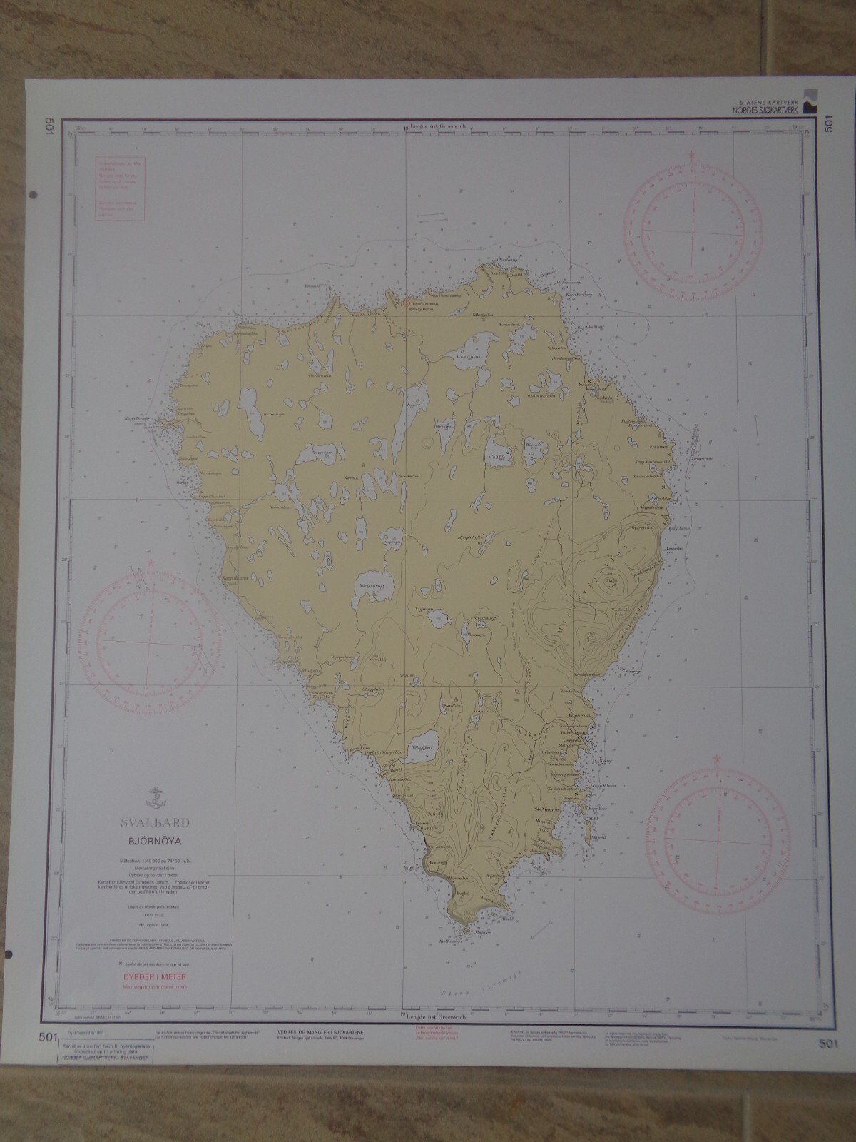 Marine Map / Svalbard Björnöya Norway Bear Island | eBay