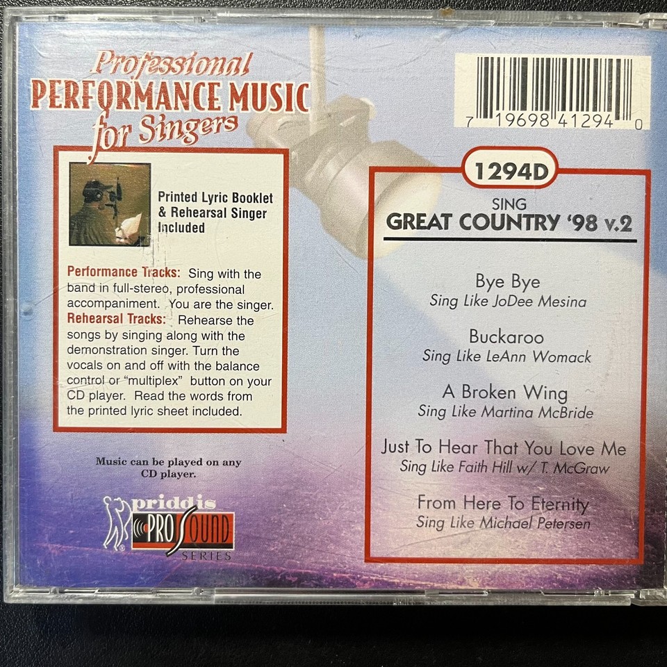 Professional Performance Music for Singers #1294G Sing Great Country ...