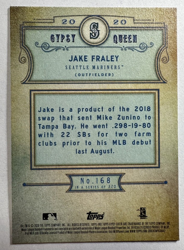 2020 Topps Gypsy Queen Green Border Parallel Jake Fraley RC #169 ...