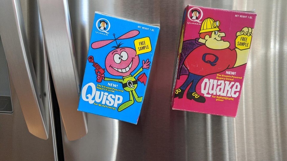 Quisp Cereal Box Quake Cereal Sample Box 1965 Reproduction also Frig ...