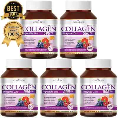 5x 60 Caps CollaRich Collagen Tripeptide Zinc 596 mg Anti-Ageing Reduce ...