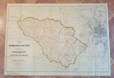 LARGE MARYLAND MAP - HOWARD COUNTY Topography & Election Districts ...