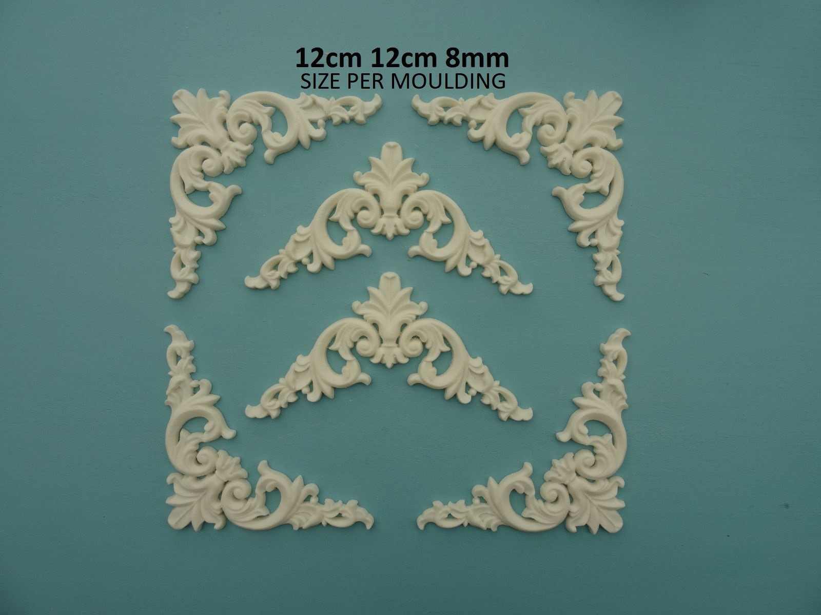 Decorative large scroll corners x 6 applique onlay furniture moulding ...