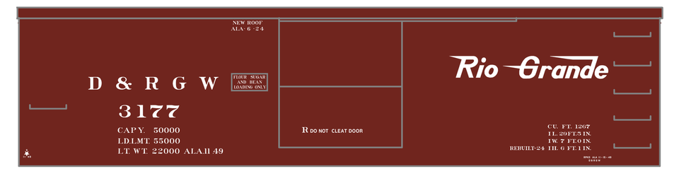 K4 G 1:24 Scale Decals Rio Grande DRGW 30 Ft Narrow Gauge Boxcar White ...