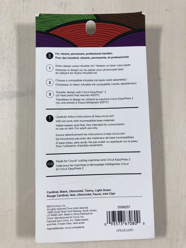 *New* Cricut INFUSIBLE INK MARKERS BASIC COLORS 0.4 Maker Factory ...