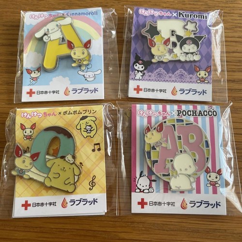KenKetsuchan × Sanrio Blood Type Pin Badge Set of 4, Used, Rare | eBay