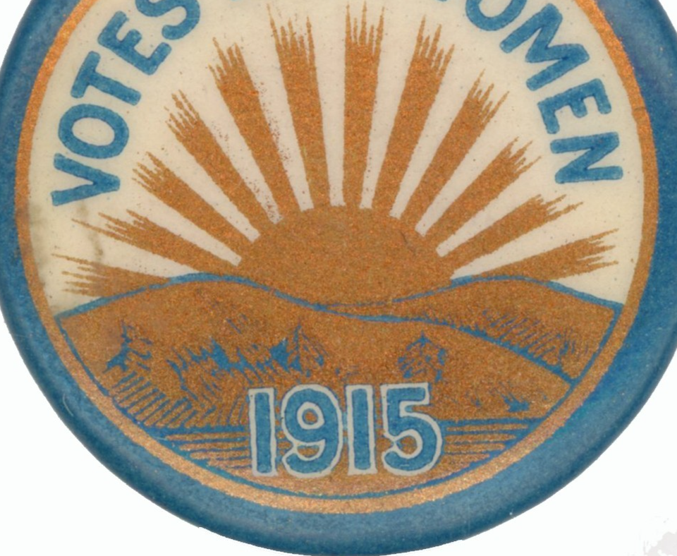 Antique 1915 SUFFRAGE Political Pinback VOTES FOR WOMEN with Sunrise ...