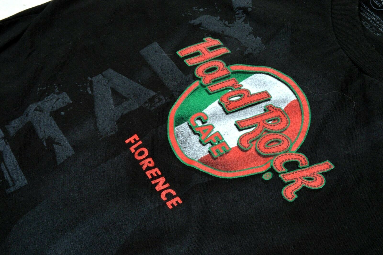 HARD ROCK Florence ITALY Black Classic Logo Genuine T… - Gem
