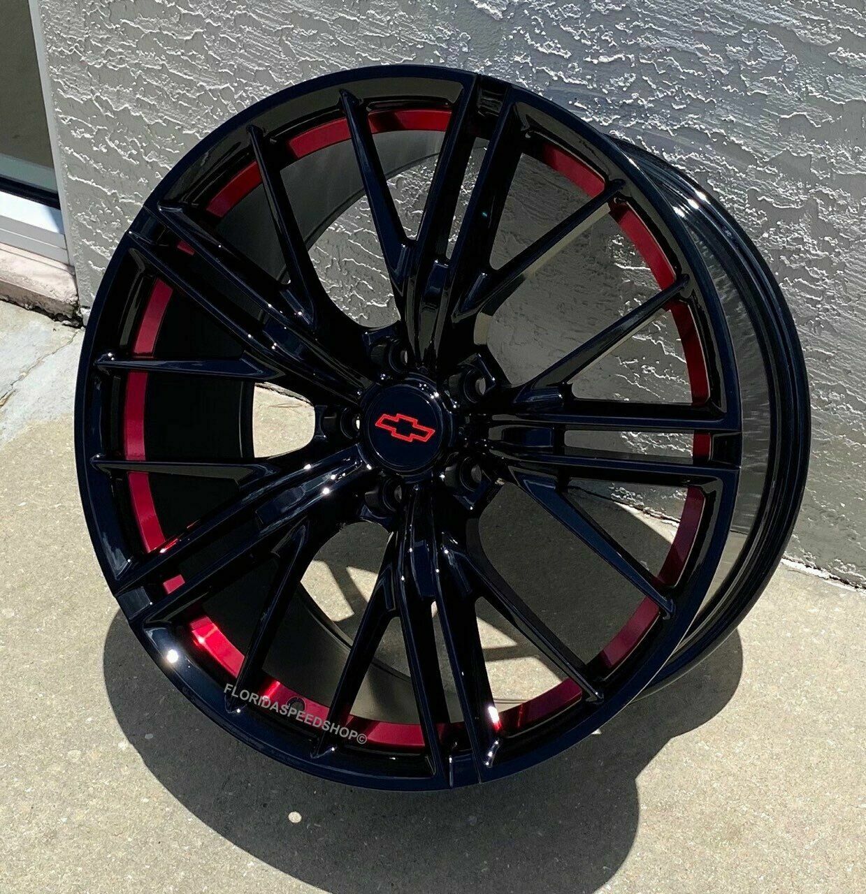 Gloss Black Camaro ZL1 Style Wheels RED LIP 2010-2023 SS/RS/LS/ZL1 ...