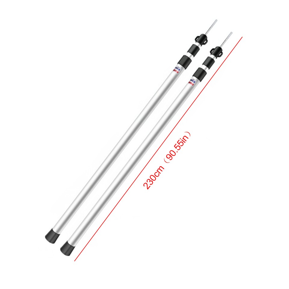 2× Tent Pole Telescopic Adjustable Tarp Poles for Camping Canopy Awning ...