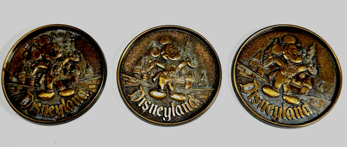 Vintage Disney 3 Metal Coasters Mickey Mouse Disneyland 3'' Round Made ...