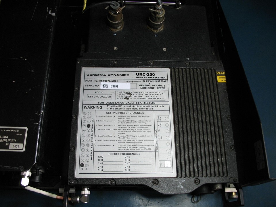 General Dynamics URC-200 VHF/UHF Military Radio with Power Amp & Power ...
